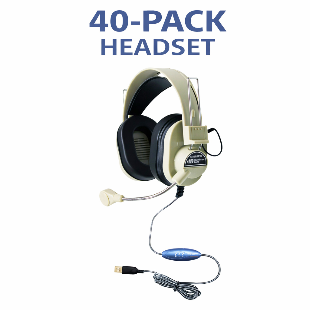 HamiltonBuhl Deluxe USB Headset with Gooseneck Microphone 40 Pack ...